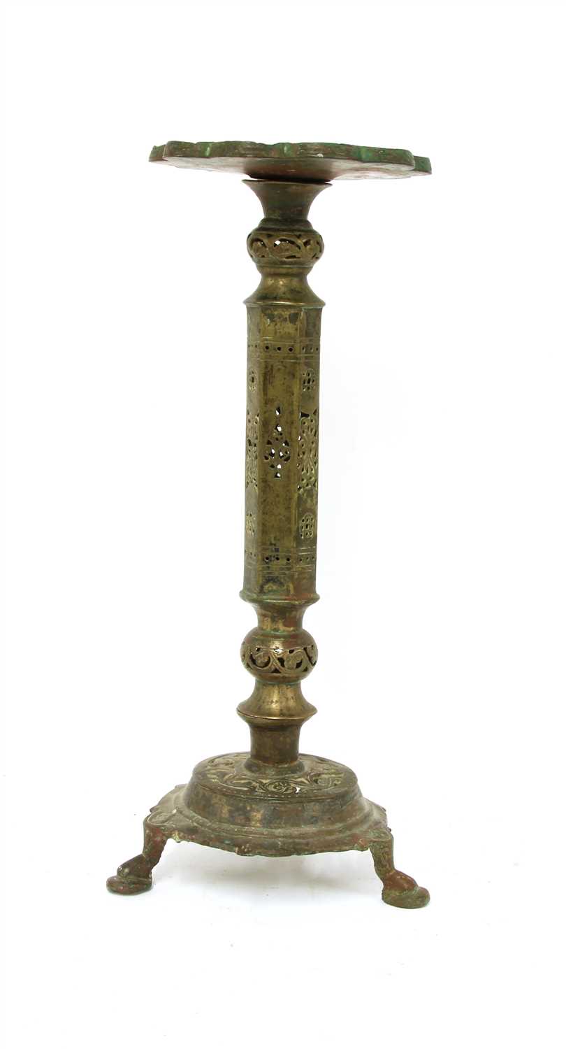 Lot 537 - A Persian bronze lamp stand,