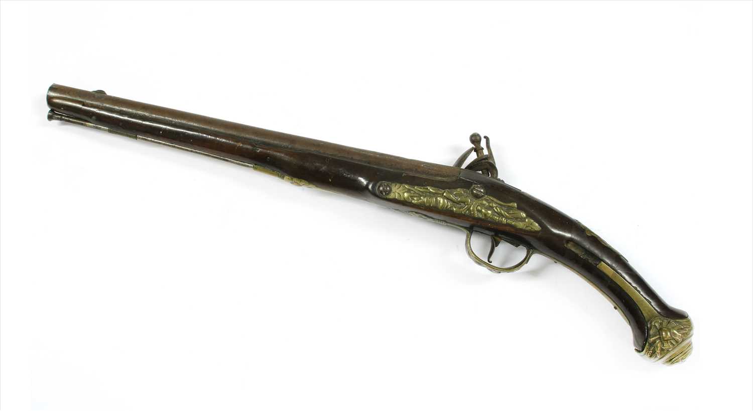 Lot 262 - A Georgian style flintlock pistol,