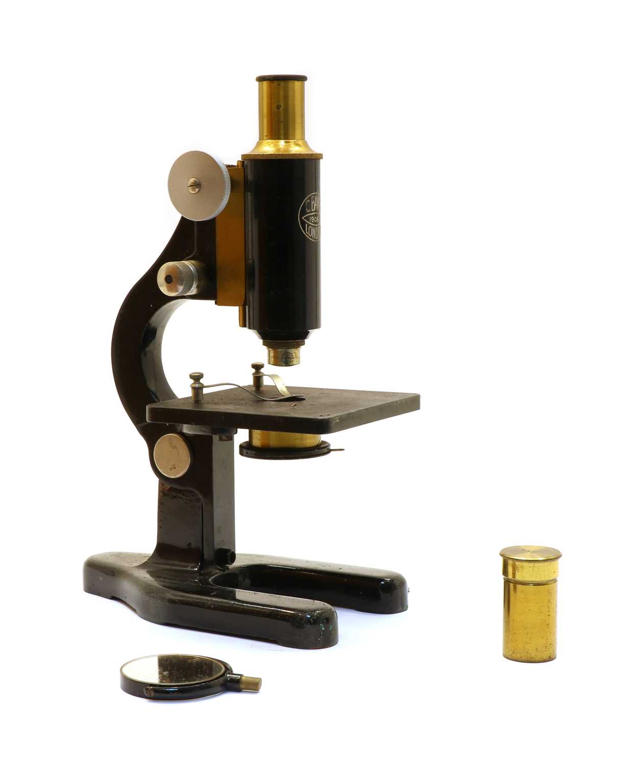 Lot 107 - A C. Baker of London cased microscope,