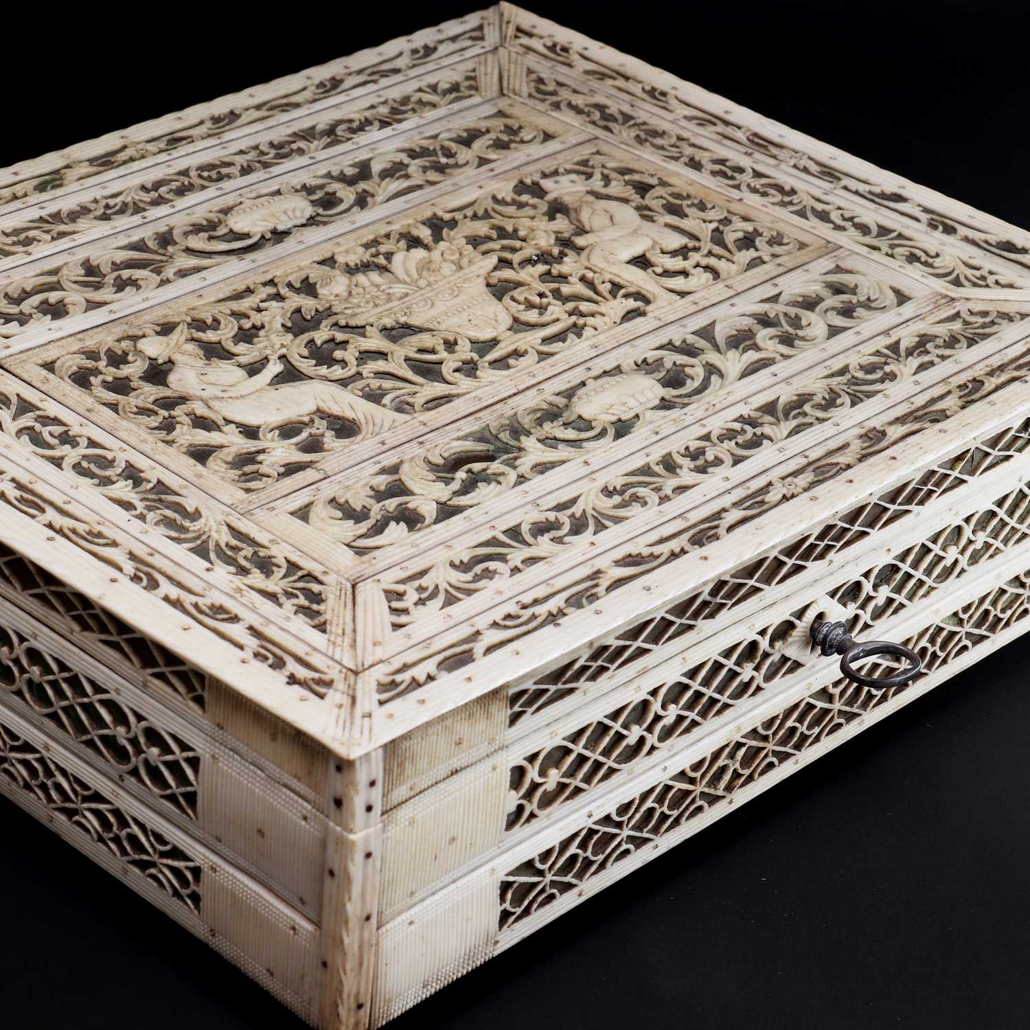 Lot 190 - A carved whalebone box,