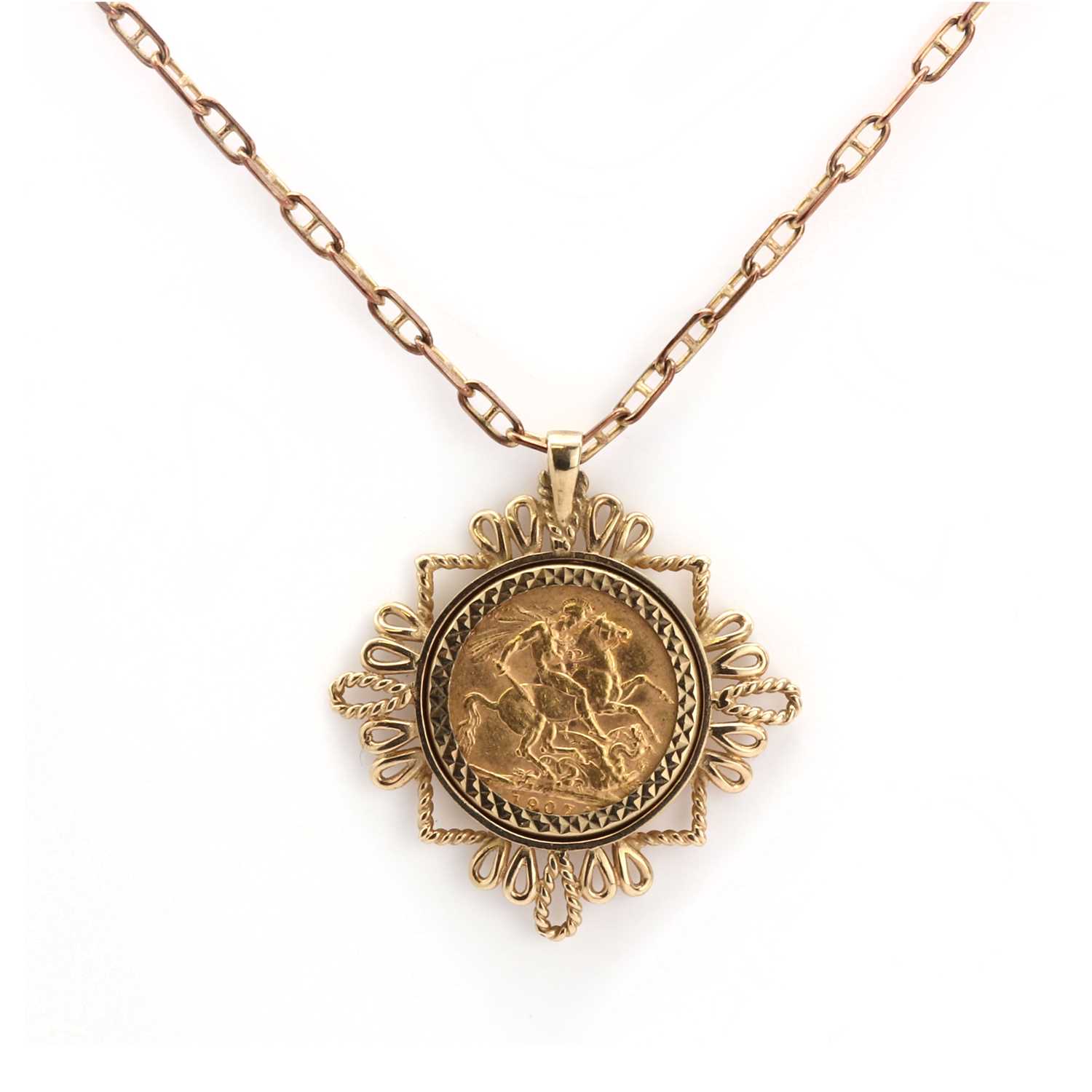 Lot 275 - A full sovereign pendant,