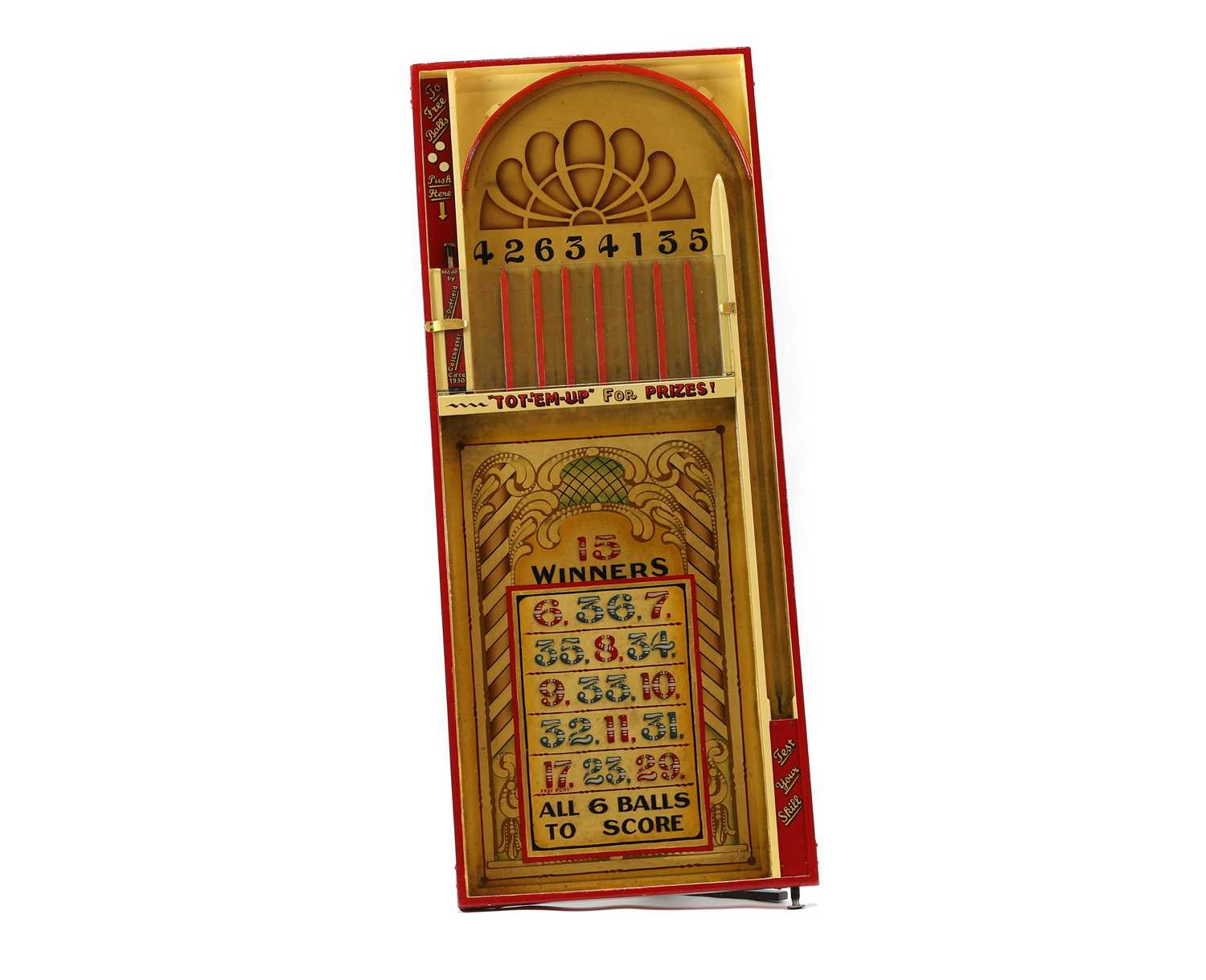Lot 46 - A fairground bagatelle roll-down game by