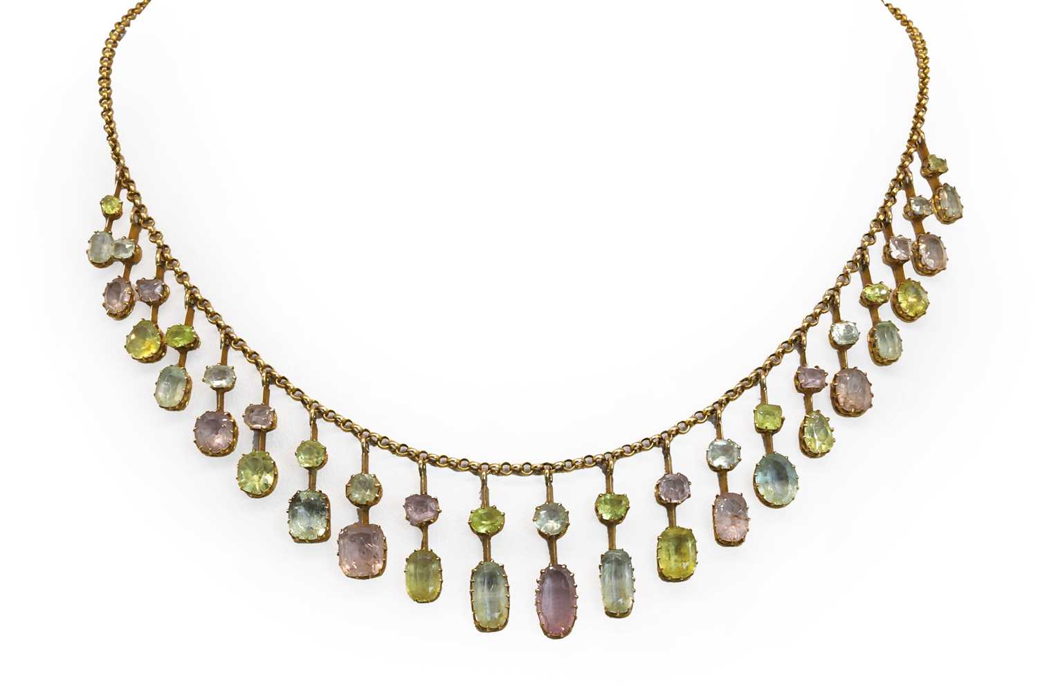 Lot 41 - An Edwardian pink topaz, aquamarine and