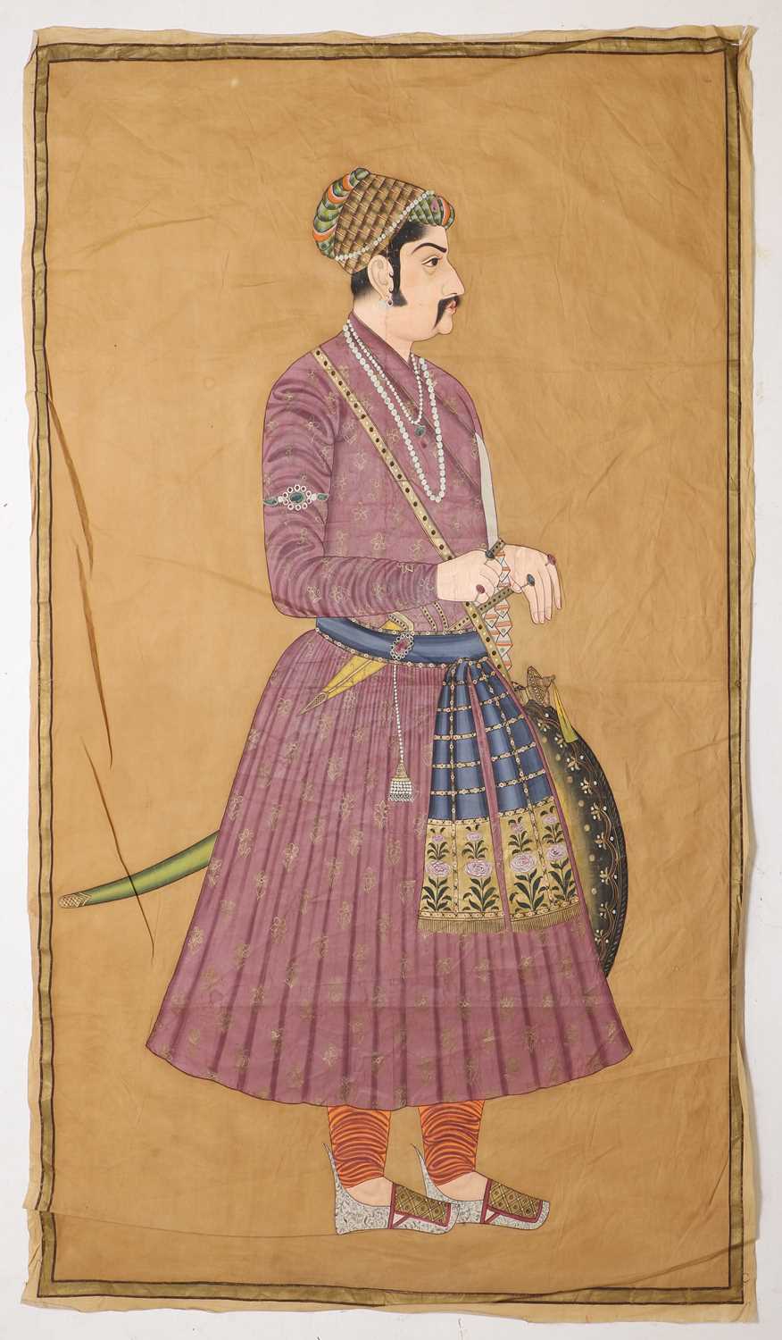 Lot 159 - A large Indian portrait of a Mughal prince,