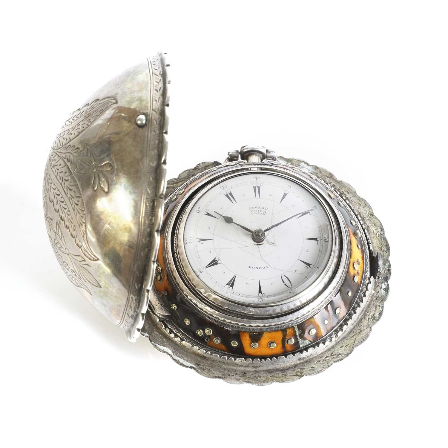 Lot 266 - A silver and tortoise shell quadruple case