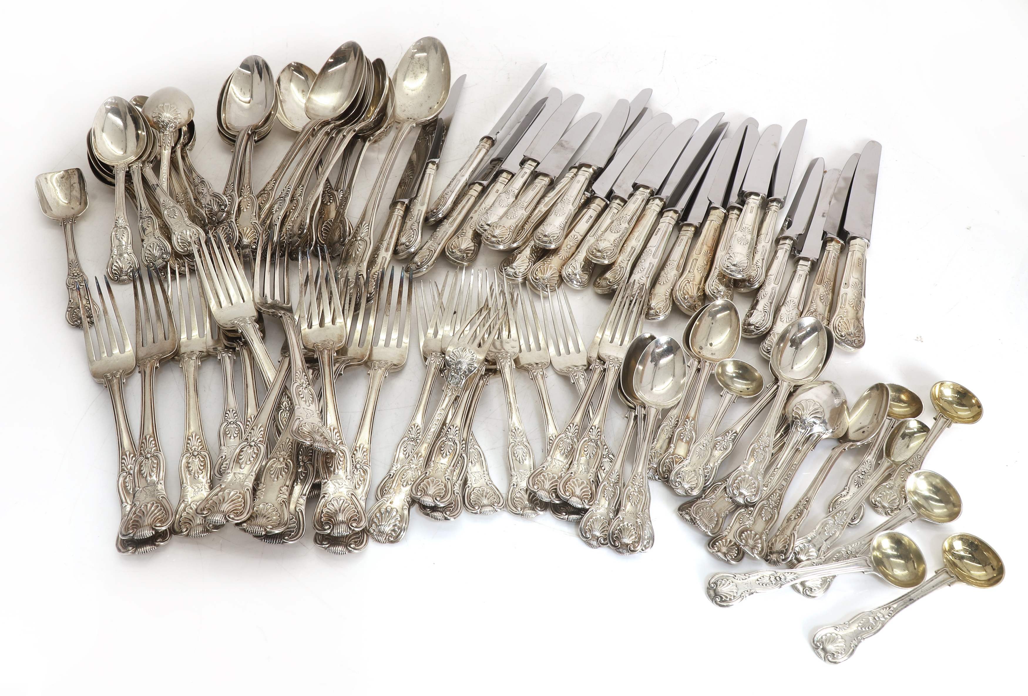 Lot 13 - A composed silver King’s pattern table
