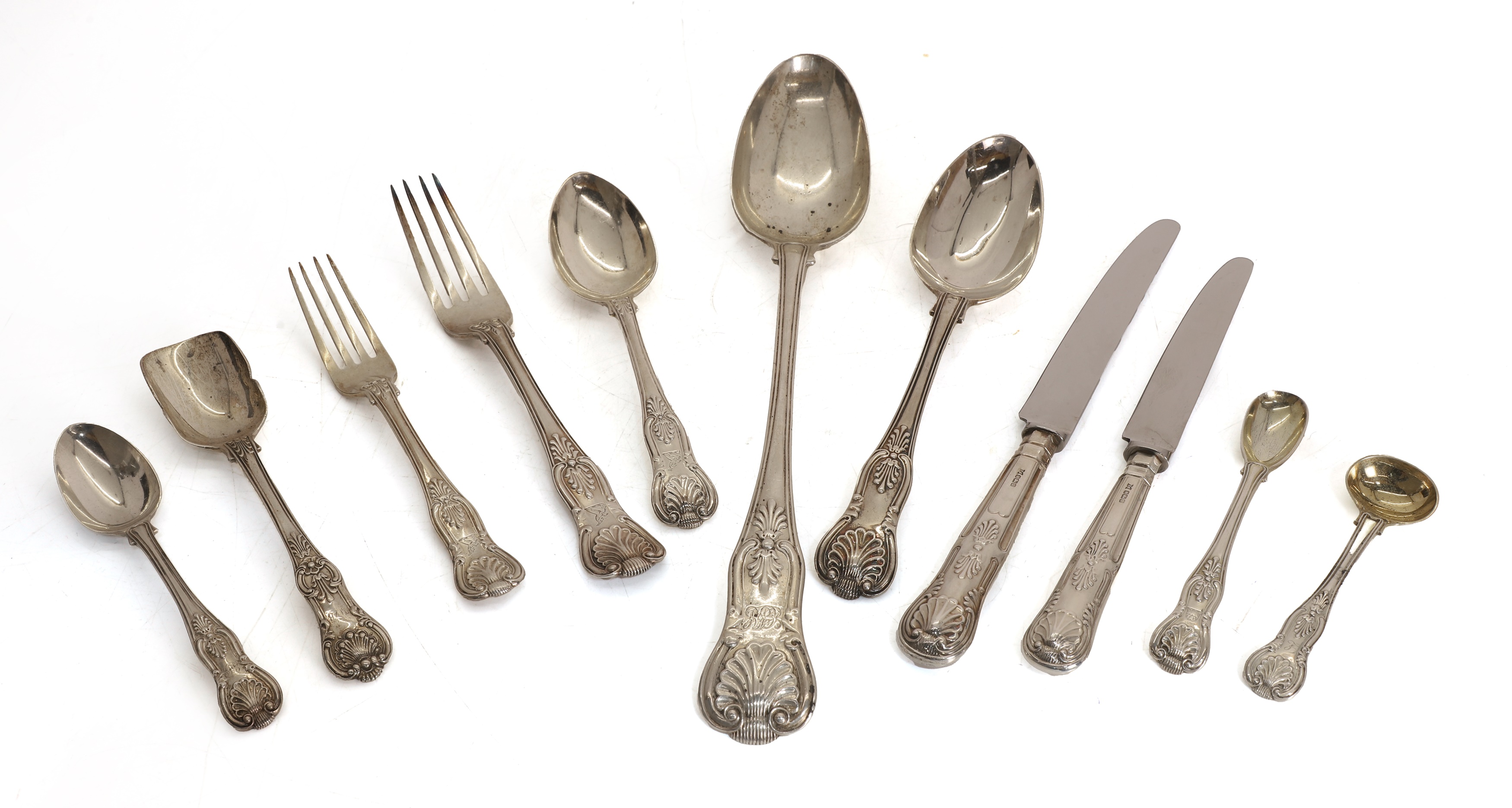 Lot 13 - A composed silver King’s pattern table